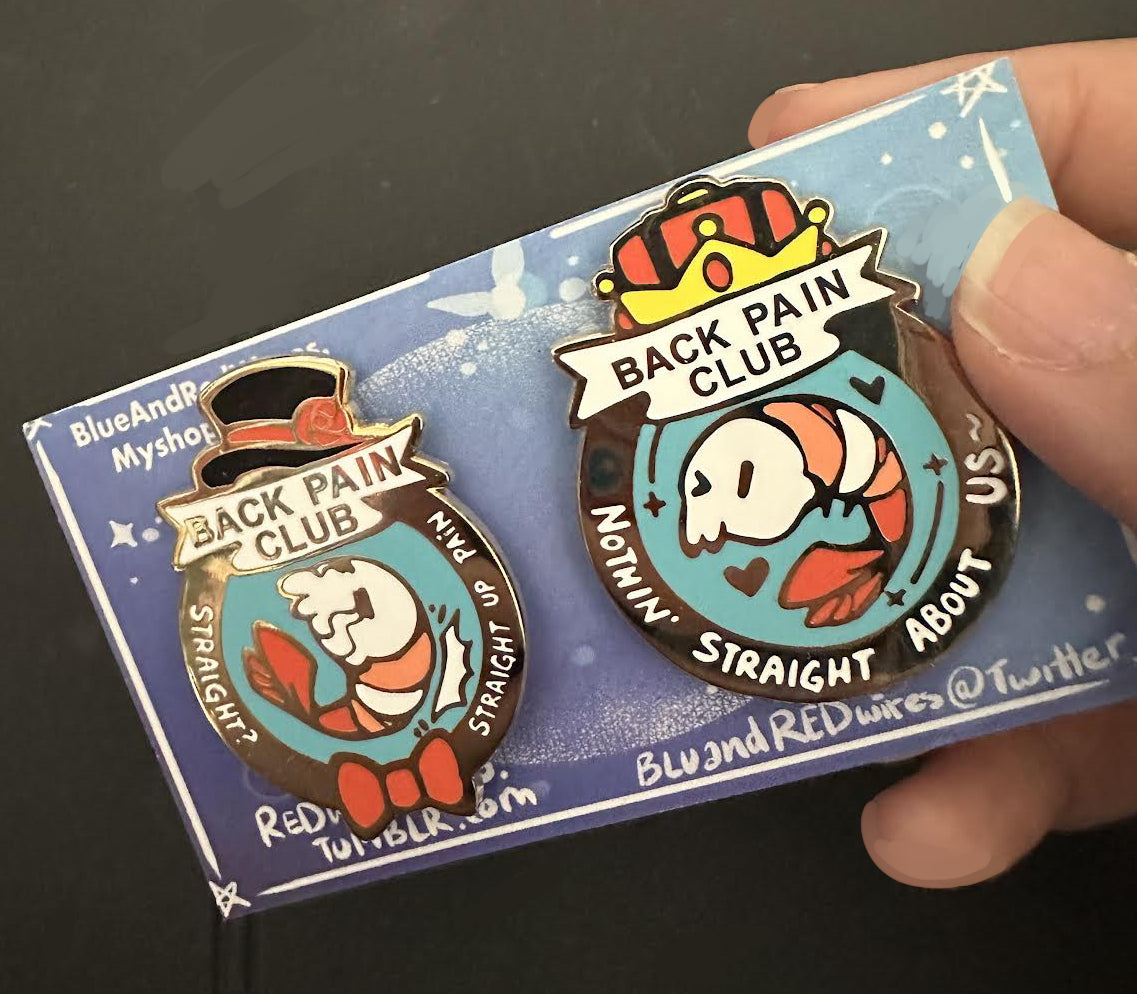 Back pain Club Shrimp Pins – BlueAndRedWares